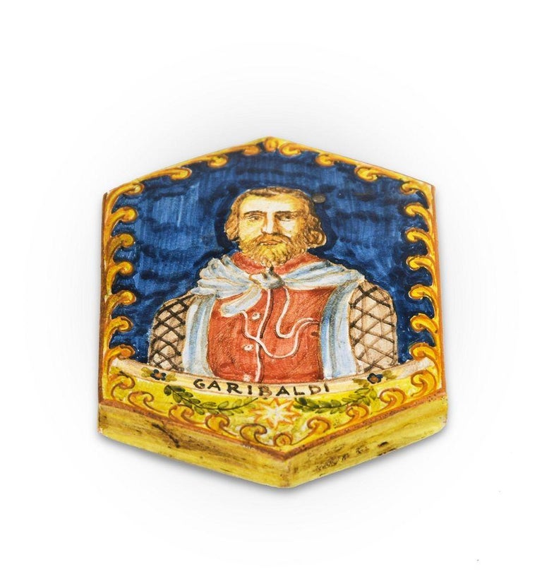 Garibaldi's Portrait Majolica, Ceramic, Made in Italy For Sale at 1stDibs