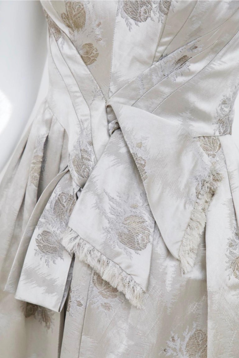 Garish Vintage Tailored Dress in Pearl Gray Silk Satin For Sale at 1stDibs