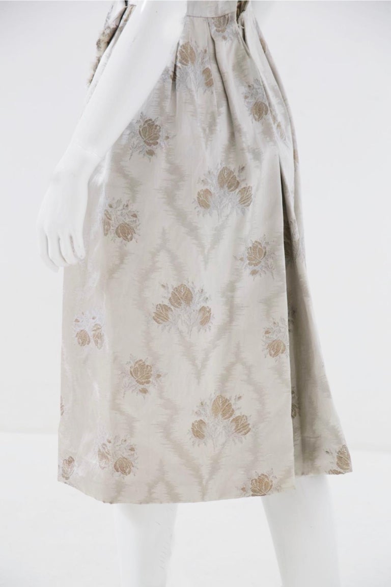 Garish Vintage Tailored Dress in Pearl Gray Silk Satin For Sale at 1stDibs
