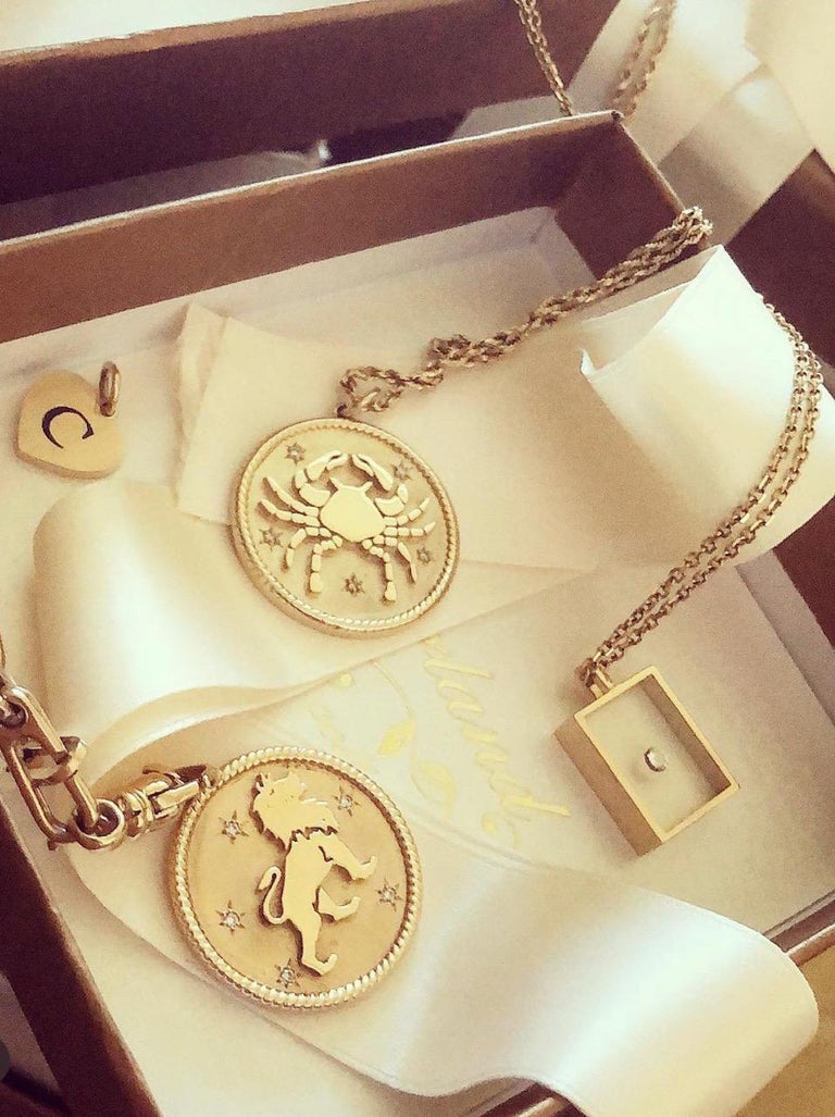 Garland Collection Diamond and Gold Cancer Zodiac Medallion For Sale at ...