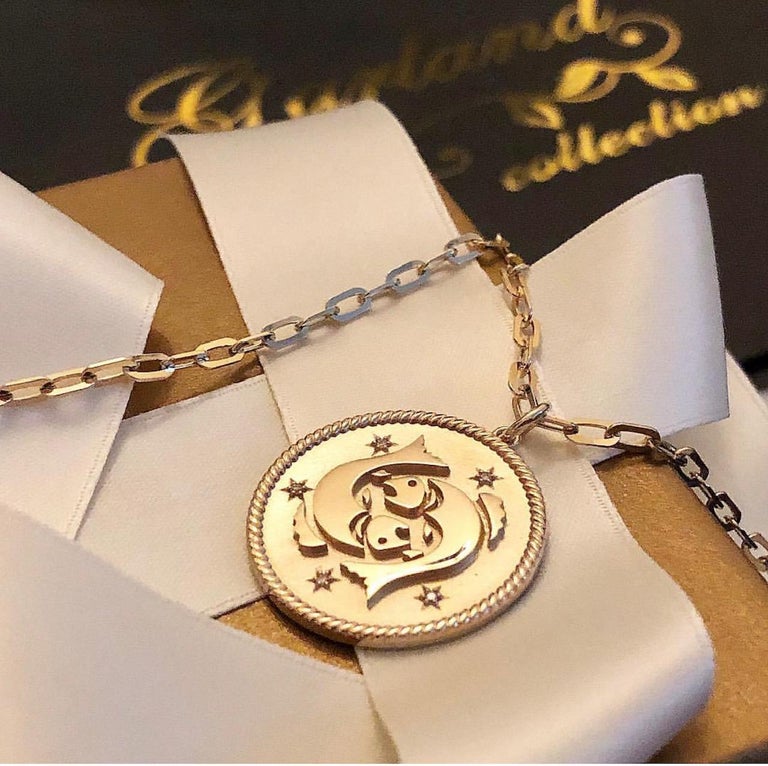 Garland Collection Diamond and Gold Leo Zodiac Medallion For Sale at ...