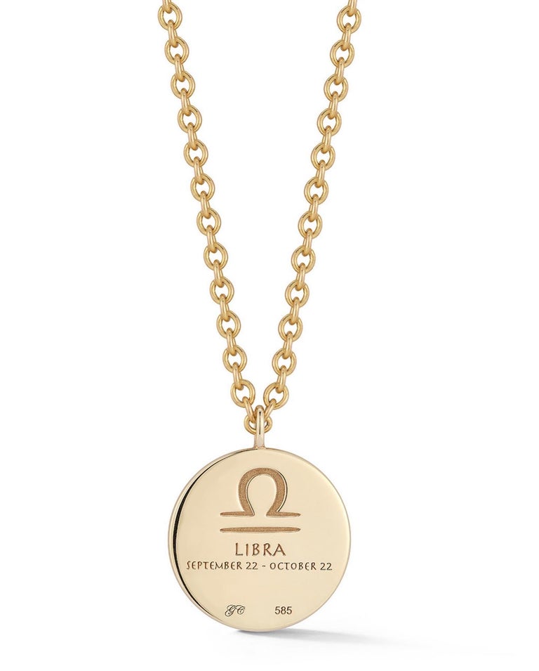 Garland Collection Diamond and Gold Libra Zodiac Medallion For Sale at ...