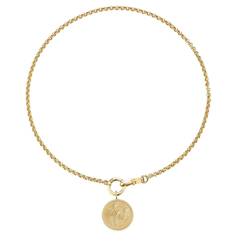 Garland Collection Diamond and Gold Scorpio Medallion For Sale at 1stDibs