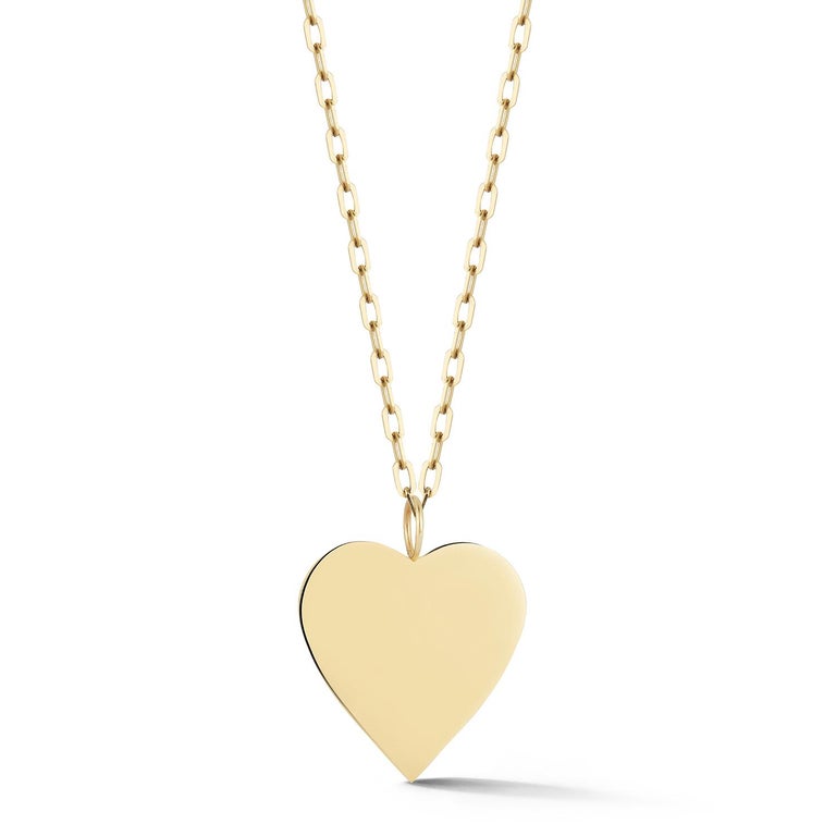 Garland Collection Large Solid Gold Heart Charm Pendant For Sale at 1stDibs
