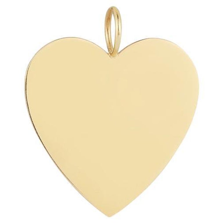 Garland Collection Medium Solid Gold Heart Charm Pendant For Sale at ...