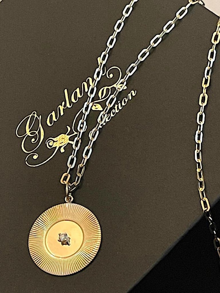 Garland Collection Retro Gold Engine Turned Disc Charm Pendant with ...