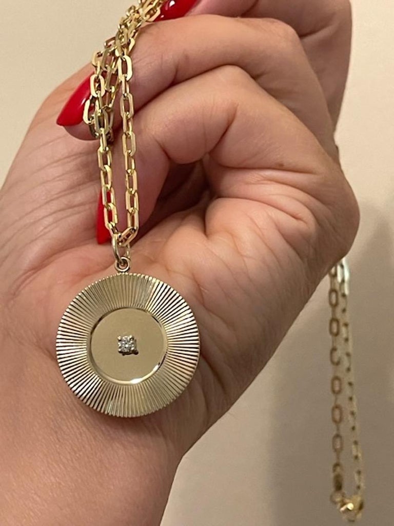 Garland Collection Retro Gold Engine Turned Disc Charm Pendant with ...