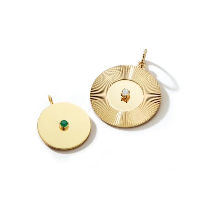 Garland Collection Retro Gold Engine Turned Disc Charm Pendant with ...