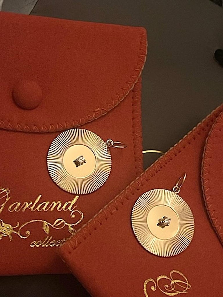 Garland Collection Retro Gold Engine Turned Disc Charm Pendant with ...