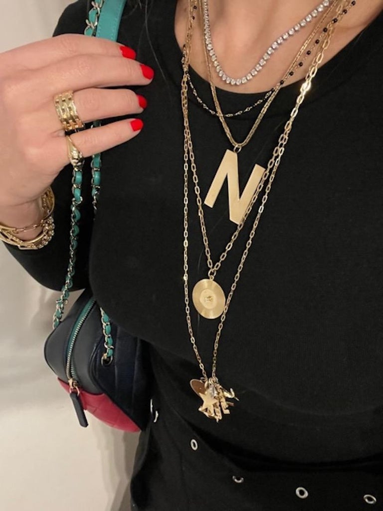 Garland Collection Retro Gold Engine Turned Disc Charm Pendant with ...