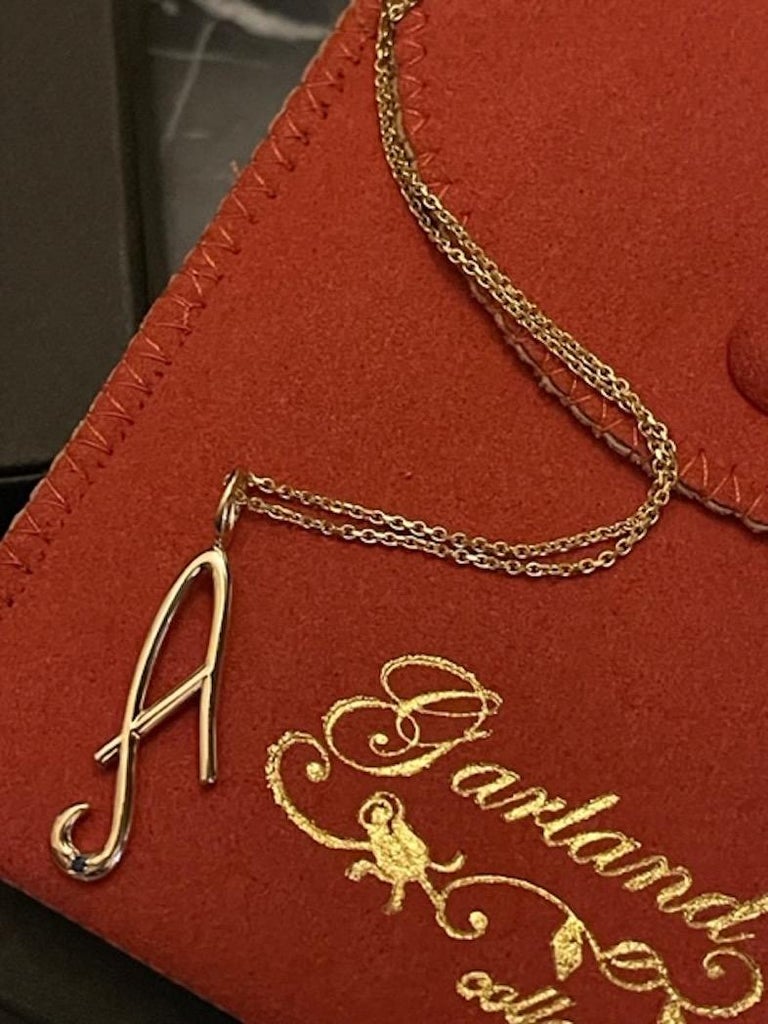 Garland Collection Script Gold Initial Letter Charms with Diamond or ...