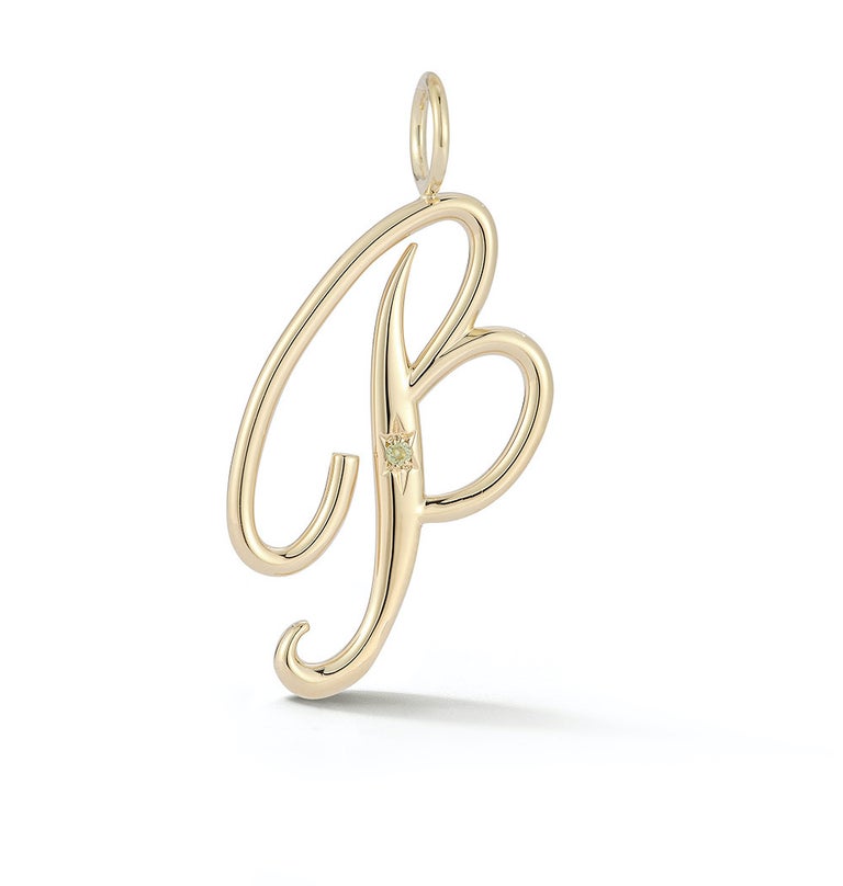 Garland Collection Script Gold Initial Letter Charms with Diamond or ...