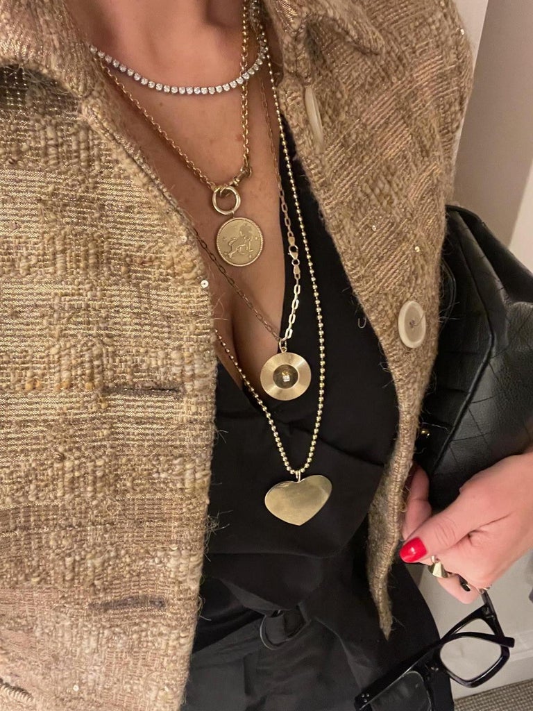 Garland Collection Statement Solid Gold Heart Charm Pendant For Sale at ...