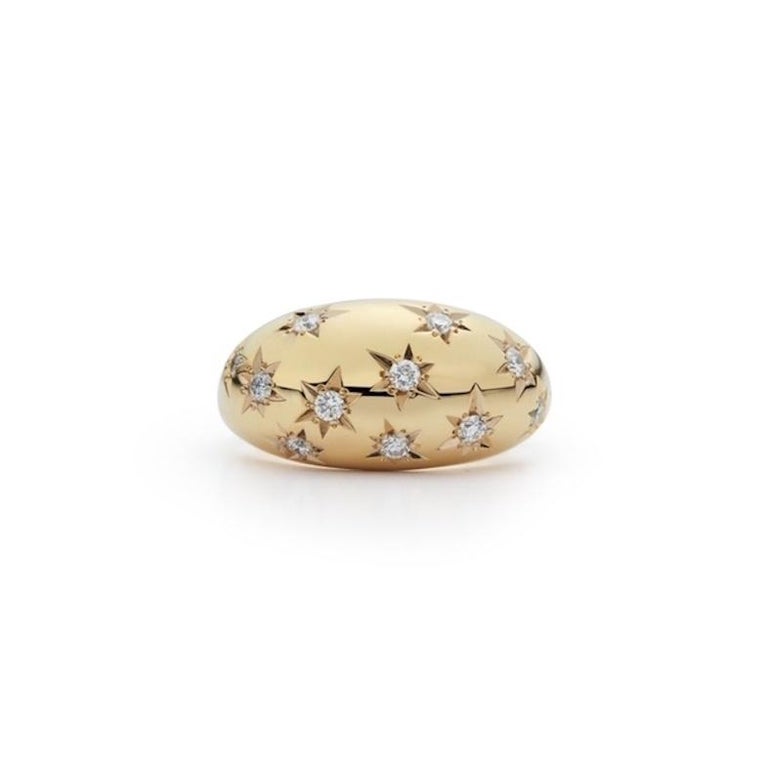 Customizable Garland Collection Yellow Gold and Star Set Diamond Dome ...