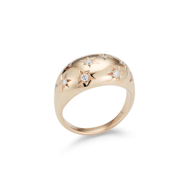 Customizable Garland Collection Yellow Gold and Star Set Diamond Dome ...