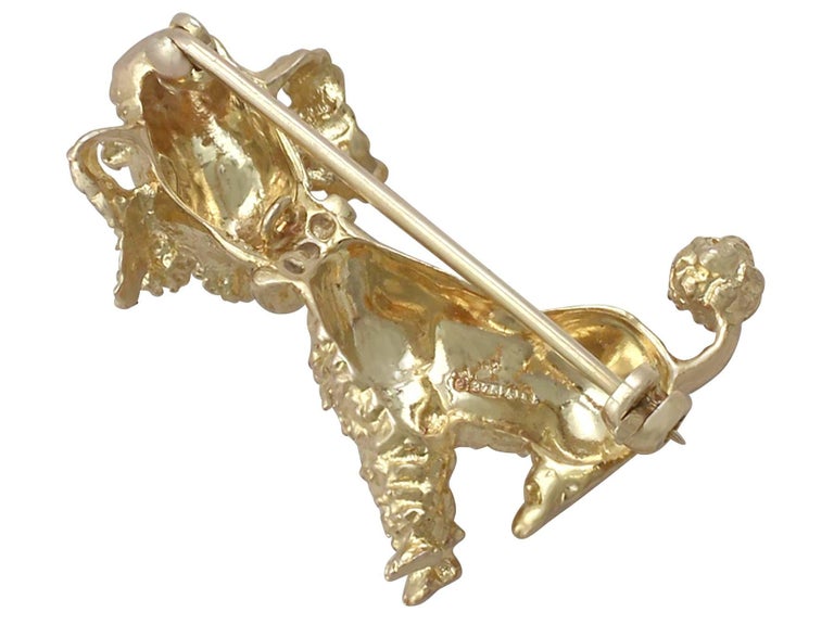 Garnet and Yellow Gold Poodle Brooch For Sale at 1stDibs