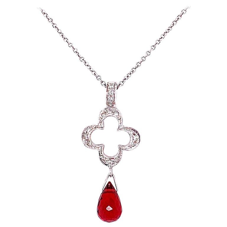 Garnet Briolette Diamond Jude Frances 18K Gold Drop Necklace Estate ...