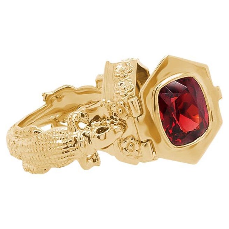 Garnet Funeral Ring 9.8gms Solid 14k Yellow Gold 4.32ctw Garnet For ...