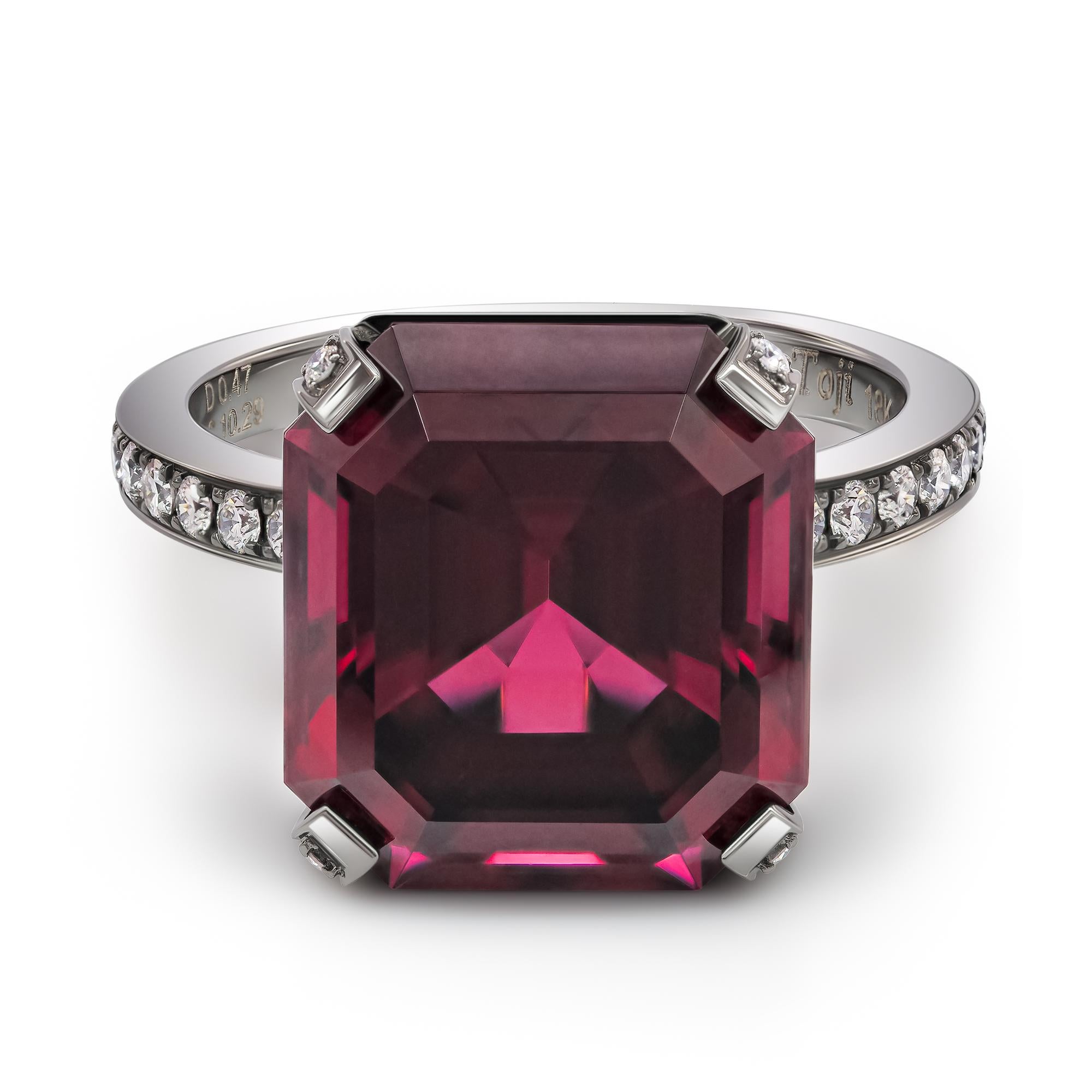 Garnet Rhodolite Ring, 18 K Gold and Diamonds Rhodolite Garnet Ring For ...