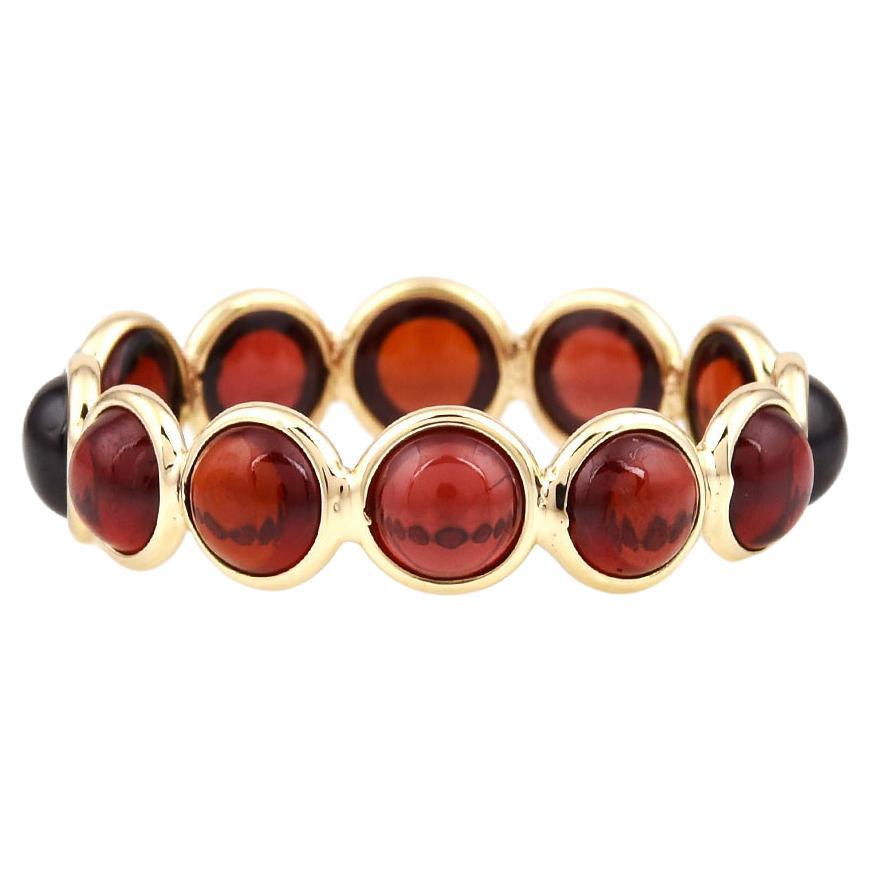 9 Carat Yellow Gold Round Red Garnet Vintage Band Ring at 1stDibs