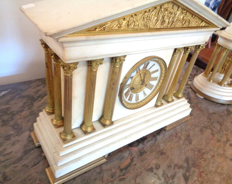 Garniture Clock Set with a Massive Center Clock and Two Domed Gazebos ...