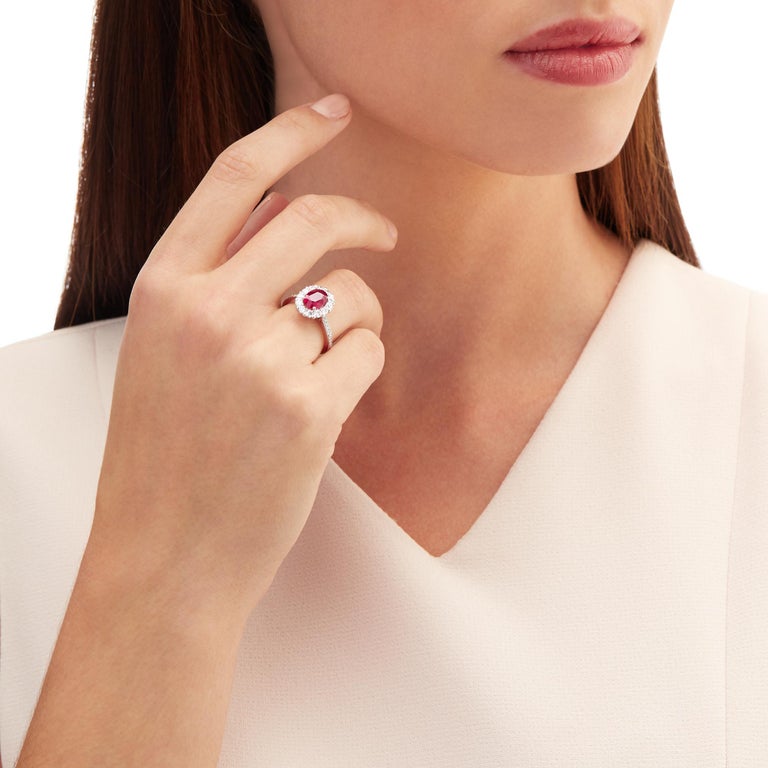 Garrard '1735' Platinum GIA Oval Ruby Diamond Cluster Engagement ...