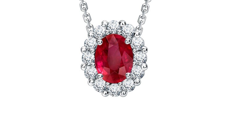 Garrard '1735' Platinum GIA Oval Ruby and White Diamond Cluster Drop ...