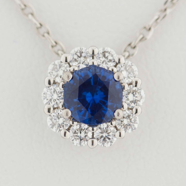 Garrard '1735' Platinum Sapphire and White Diamond Pendant at 1stDibs