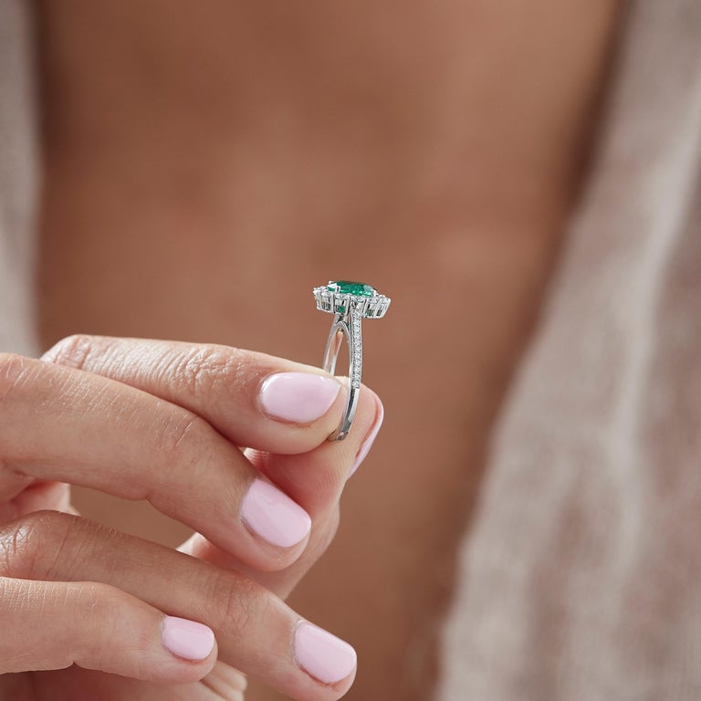 Garrard '1735' Platinum Oval Emerald and White Diamond Cluster Ring at ...