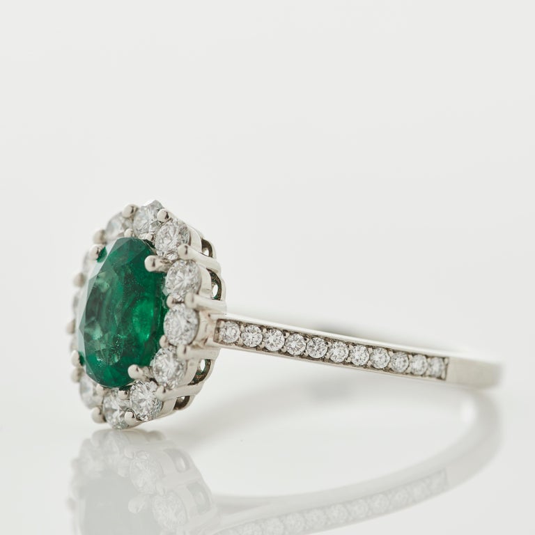 Garrard '1735' Platinum Oval Emerald and White Diamond Cluster Ring at ...