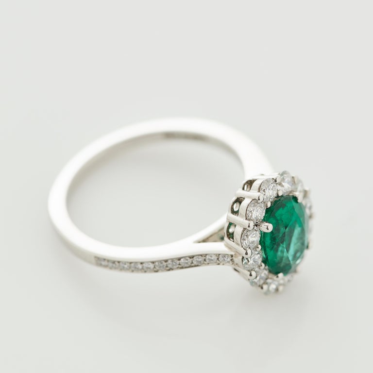 Garrard '1735' Platinum Oval Emerald and White Diamond Cluster Ring at ...