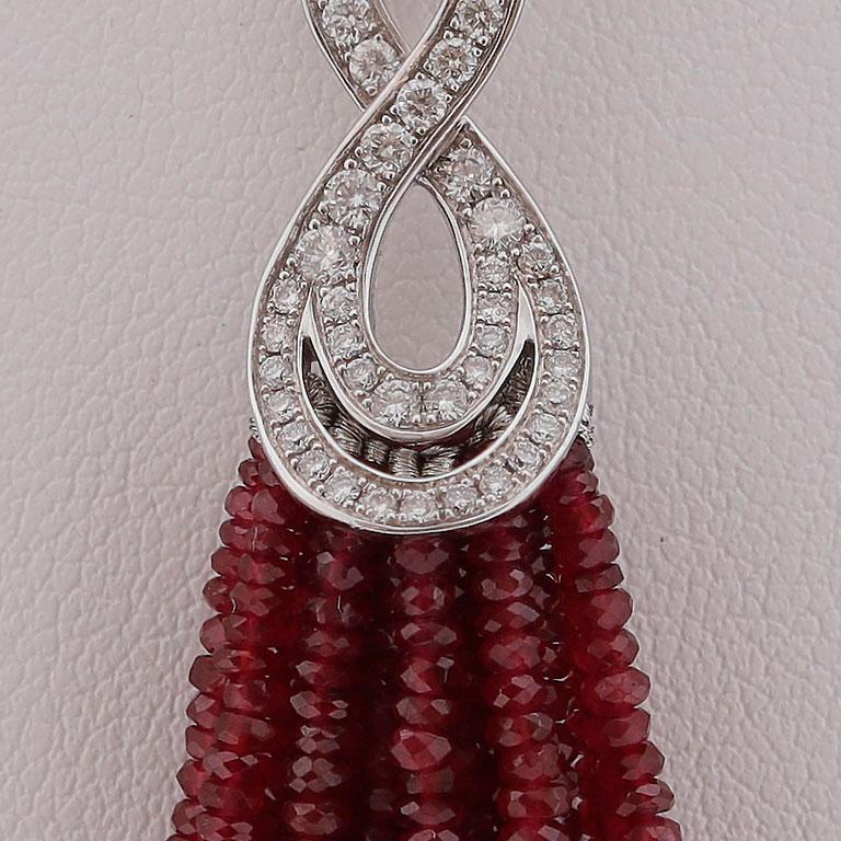 Garrard 'Entanglement' 18 Karat Gold Ruby Bead and Diamond Tassel Drop ...