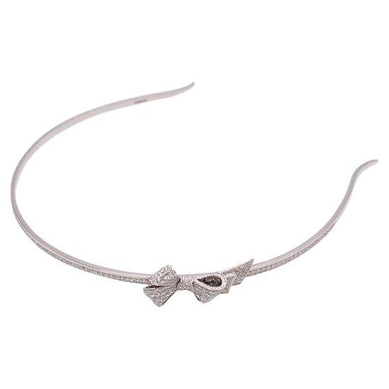 Garrard 18k White Gold Diamond Bow Headband For Sale at 1stDibs