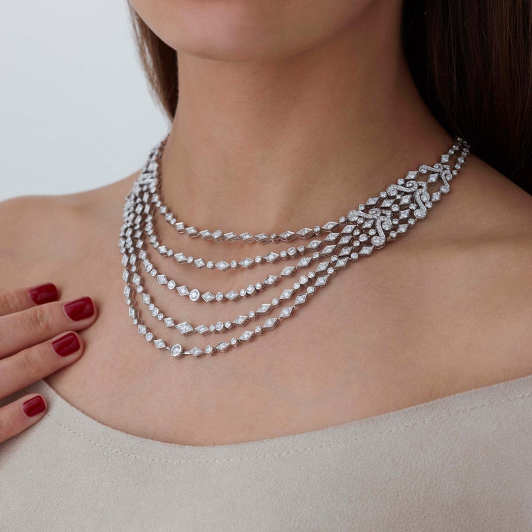 Garrard High Jewellery Iconic Albemarle 21.14ct White Diamond Five-Row ...