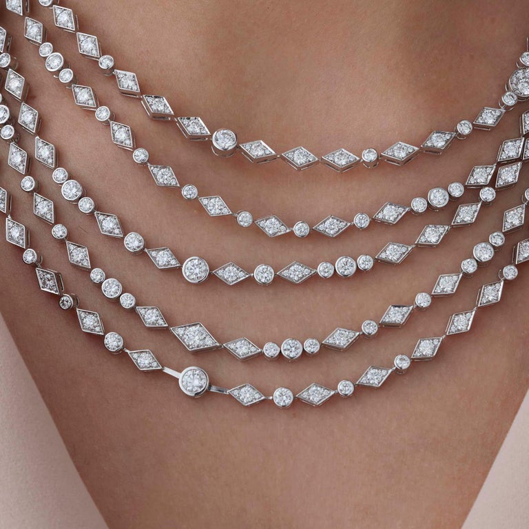 Garrard High Jewellery Iconic Albemarle 21.14ct White Diamond Five-Row ...