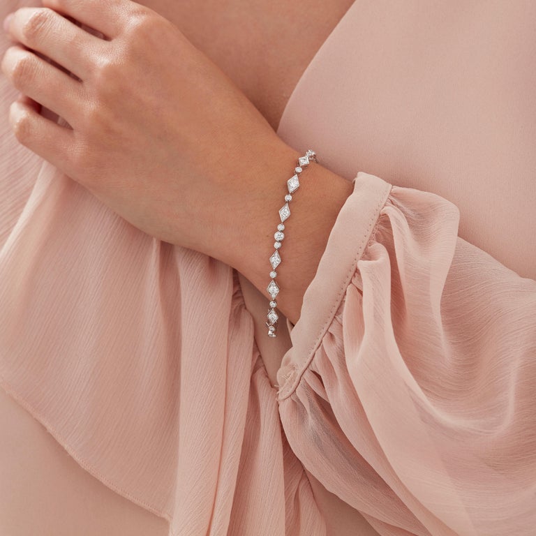 Garrard 'Albemarle' 18 Karat White Gold Single Row Diamond Bracelet For ...