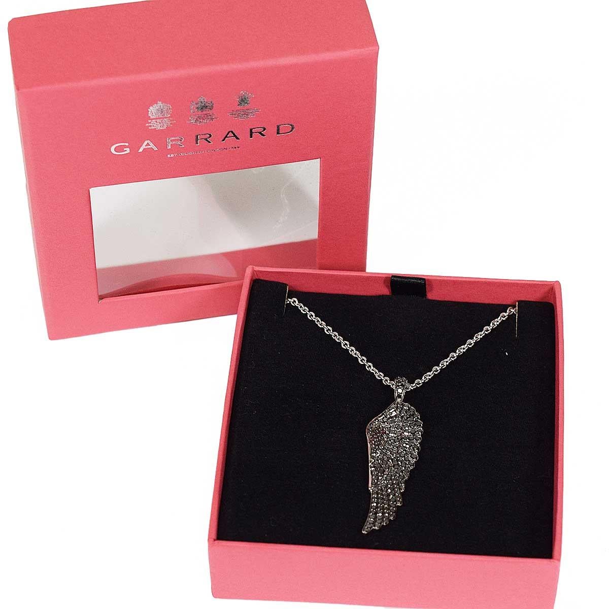 Garrard Black Diamond 18 Karat White Gold Wing Pendant Necklace at 1stDibs