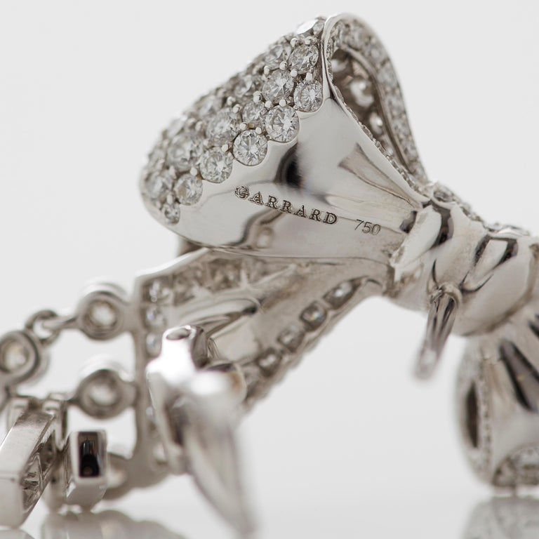 Garrard 'Bow' 18 Karat White Gold Round and Emerald Cut White Diamond ...
