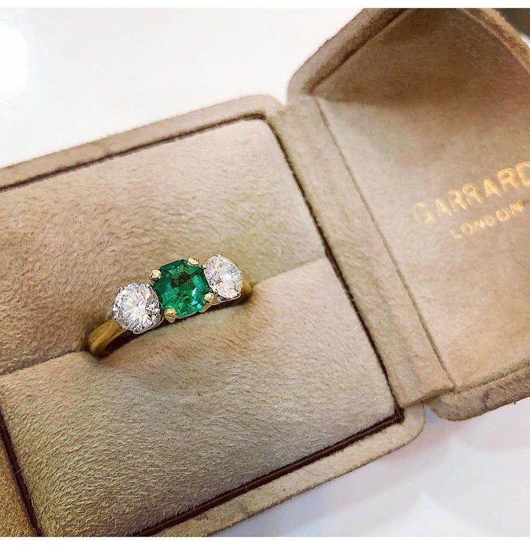 Garrard Emerald and Diamond Three-Stone Engagement Ring, circa 1980s at ...