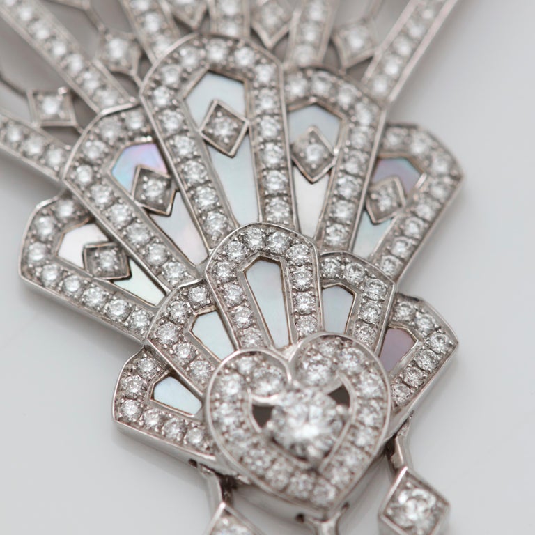 Garrard 'Fanfare' Cascade 18 Karat Gold Diamond and Mother of Pearl ...
