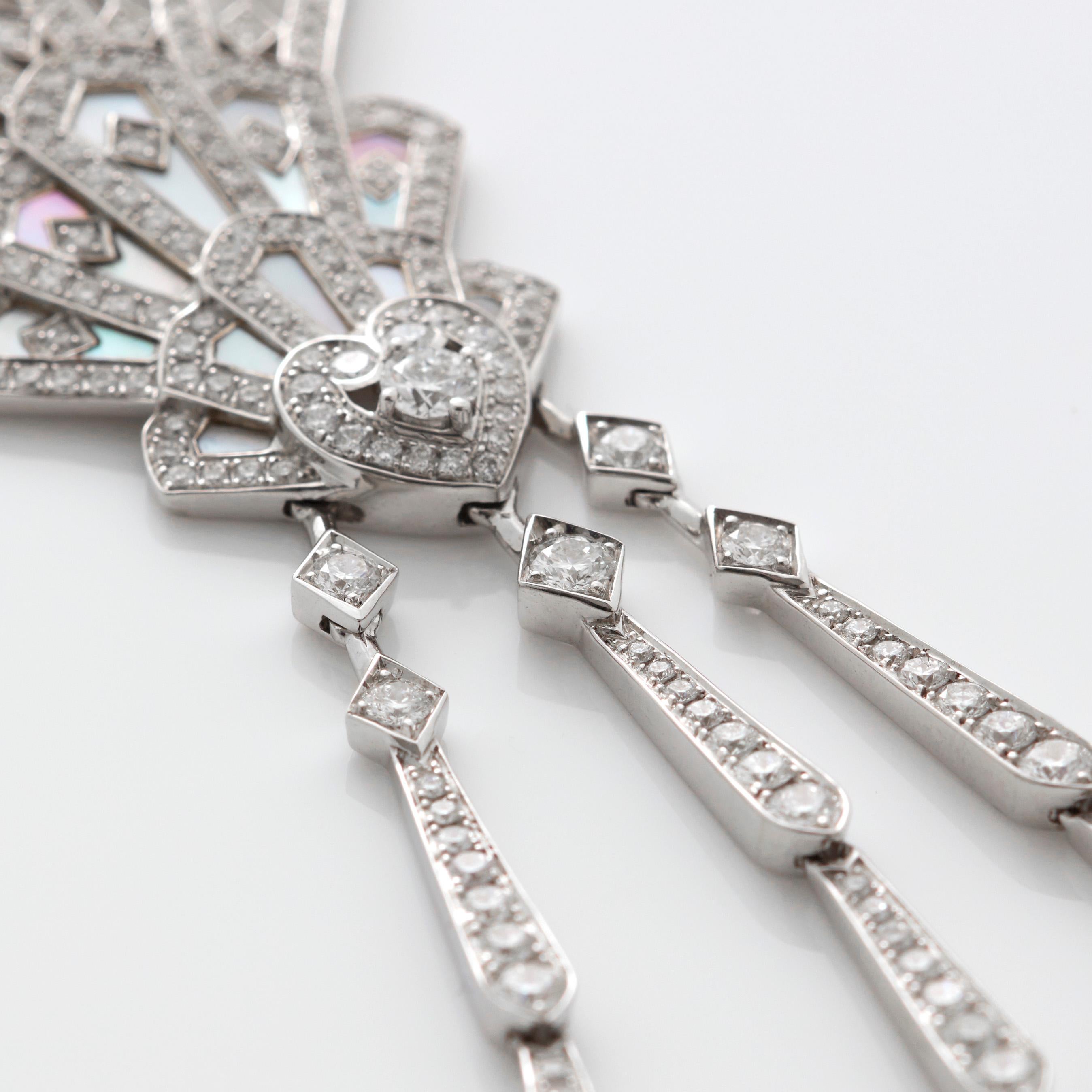 Garrard 'Fanfare' Cascade 18 Karat Gold Diamond and Mother of Pearl ...