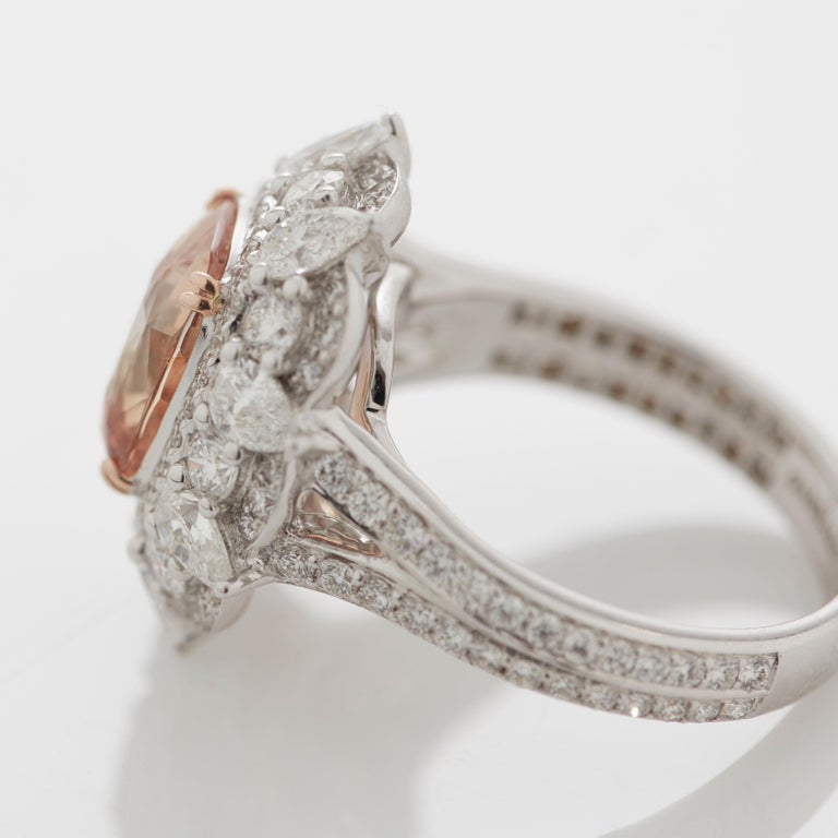 Garrard 'Jewelled Vault' 18 Karat White Gold Diamond Padparadscha ...