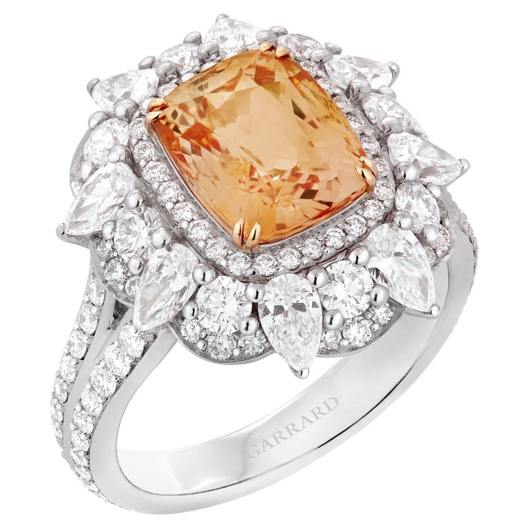 Garrard 'Jewelled Vault' 18 Karat White Gold Diamond Padparadscha ...