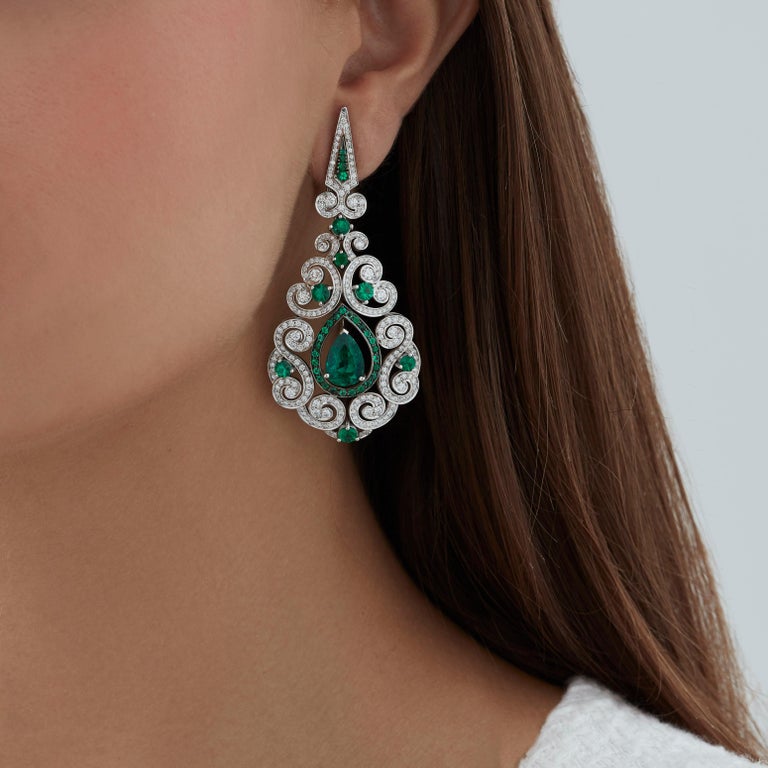 Garrard 'Jewelled Vault' 18 Karat White Gold Emerald White Diamond ...