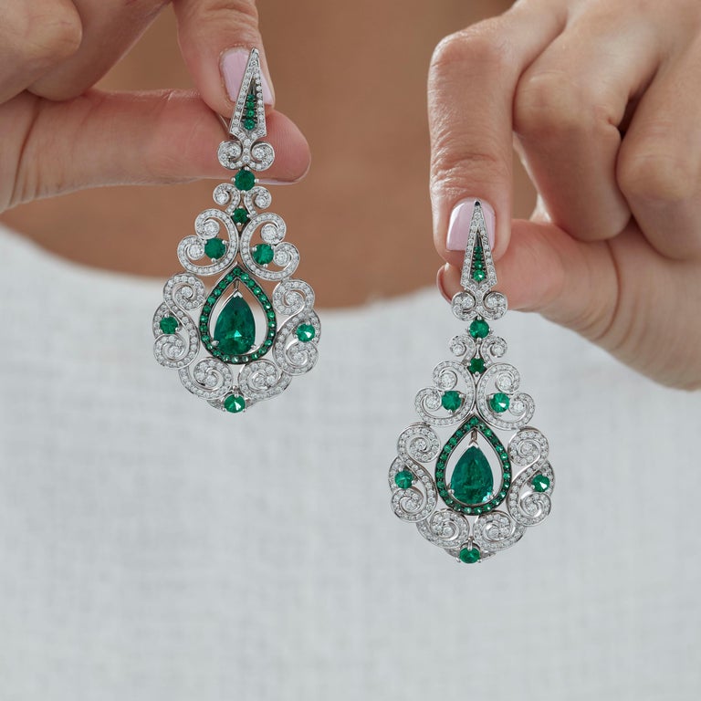Garrard 'Jewelled Vault' 18 Karat White Gold Emerald White Diamond ...