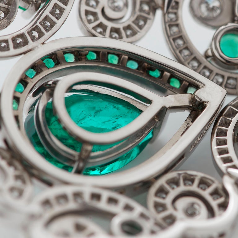 Garrard 'Jewelled Vault' 18 Karat White Gold Emerald White Diamond ...