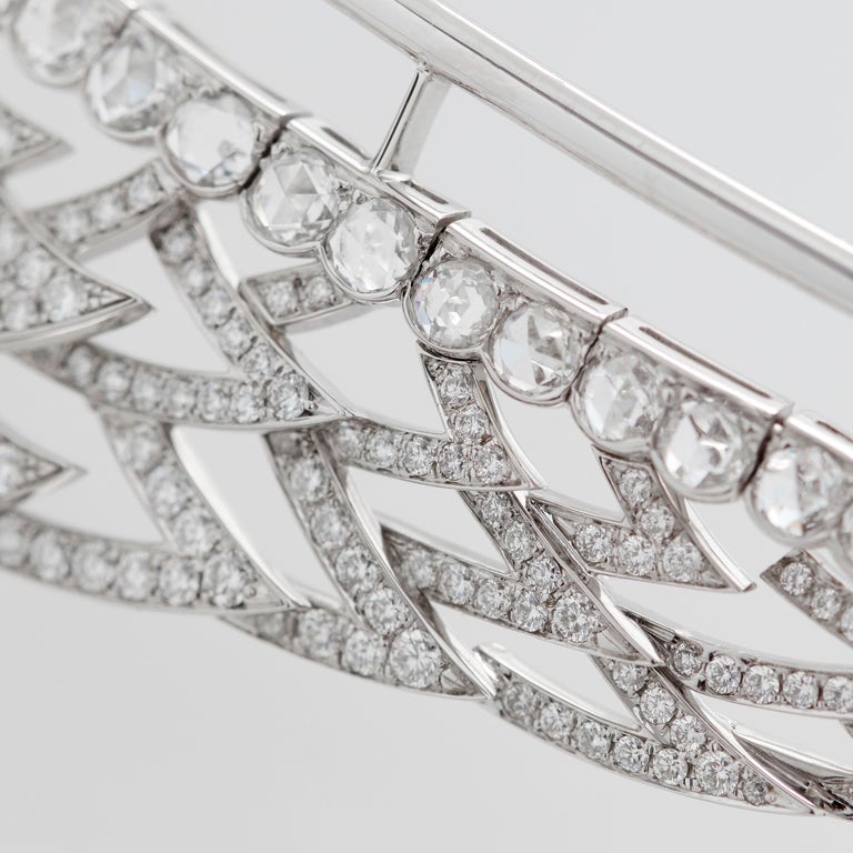Garrard 'Laurel Tiara' 18 Karat White Gold White, Rose Cut and ...