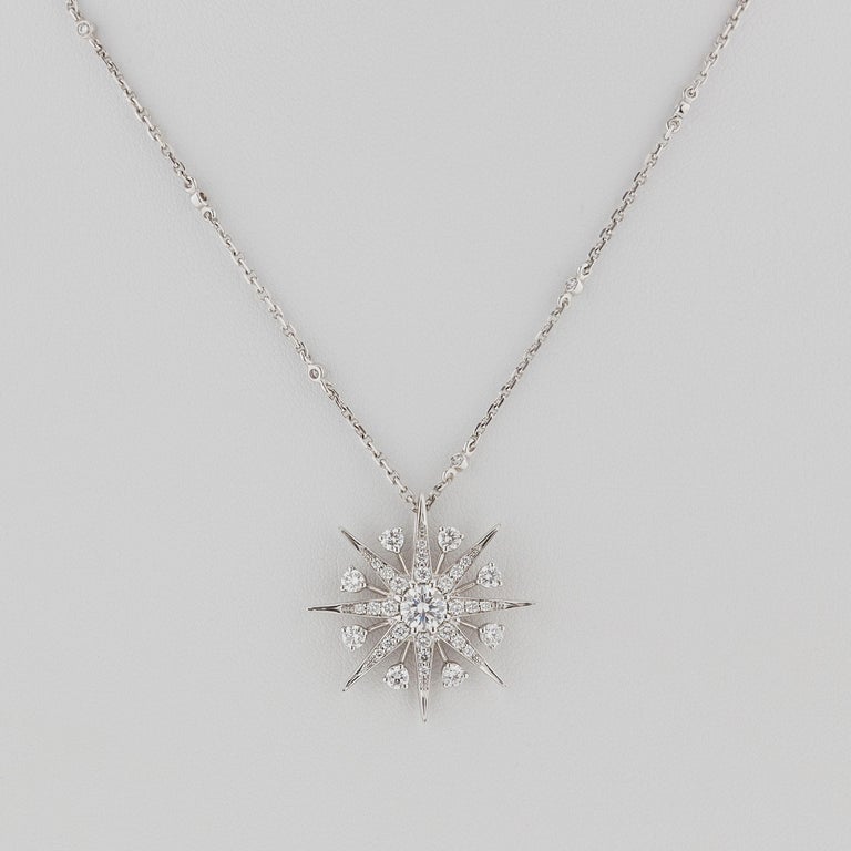 Garrard 'Muse' 18 Karat White Gold White Diamond Starlight Pendant at ...