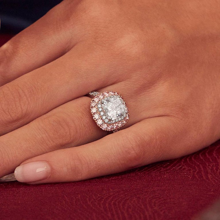 Garrard Platinum 3.06 Carat DVS1 GIA Diamond Engagement Ring Pink Pave ...