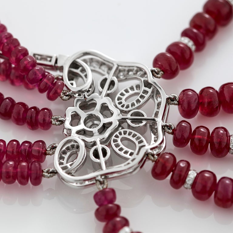 Garrard 'Red Rose' 18 Karat White Gold White Diamond Ruby Necklace For ...